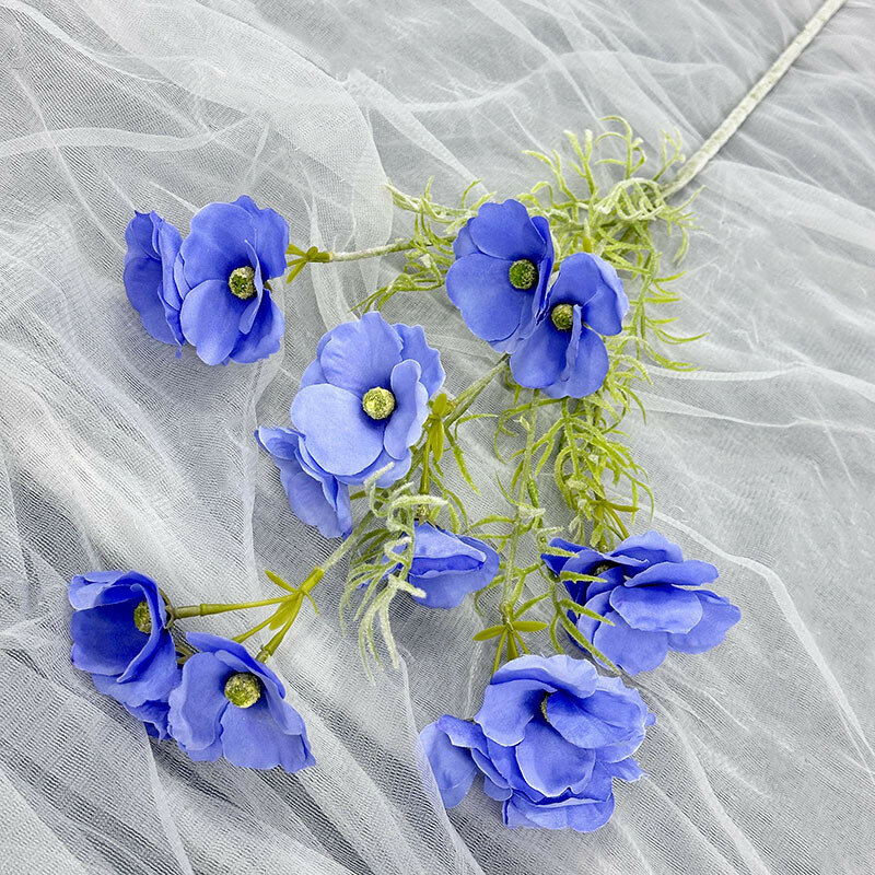 Декоративный тканевый цветок бабочка пион для фотостендов и украшения интерьера голубой