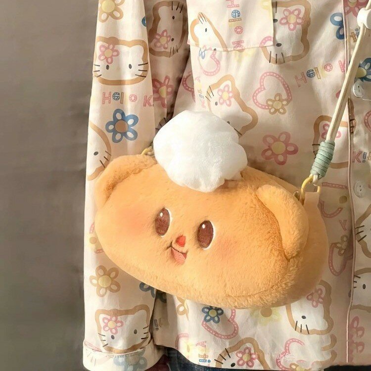Kawaii anime plush doll backpack with soft material and adjustable straps small bag