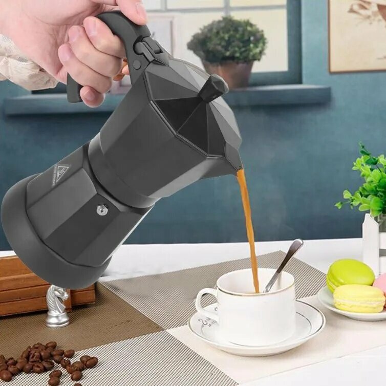 CHOWO Кофеварка гейзерная эспрессо машина электрическая moka pot, черный