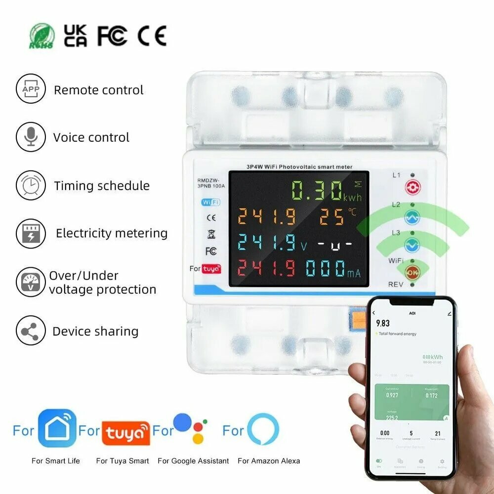 OZ-Worlar-Wi-Fi трехфазный интеллектуальный автоматический выключатель счетчик энергии множественная защита для Tuya