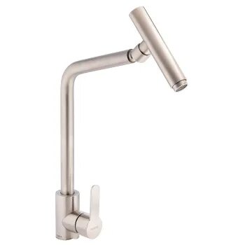 Смеситель для кухни и раковины ORTA 28617 (SUS 304) с шаровым изливом 360 градусов Цвет серебристый Пищевая гиппоаллергенная нержавеющая сталь, монокомандный, аэратор, универсальный