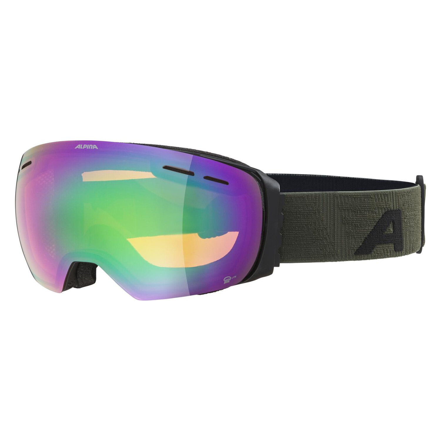 Маска горнолыжная ALPINA Granby Q-Lite Black-Olive Matt/Q-Lite Green Sph. S2 (US: M)