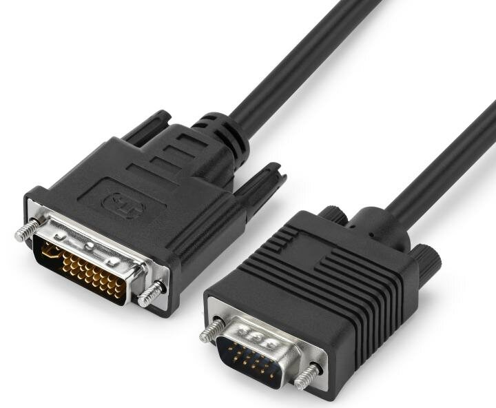 00-00032065 GoPower Переходник/ Кабель GoPower DVI-I (m)-VGA (m) 1м черный Premium Zip-Lock c подвесом (1/200)