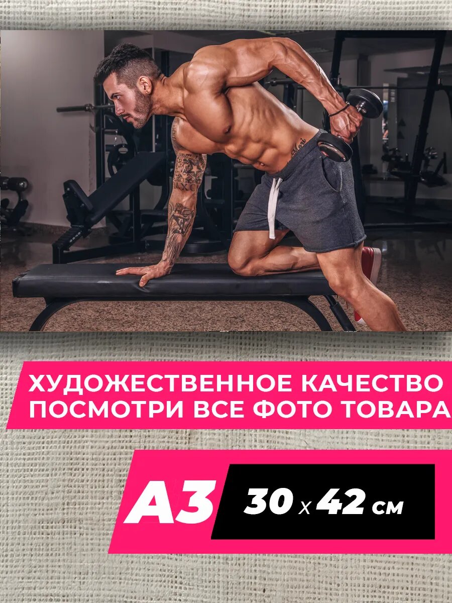 Постер бодибилдинг на стену 33 размер A3, матовая фотобумага премиум качества