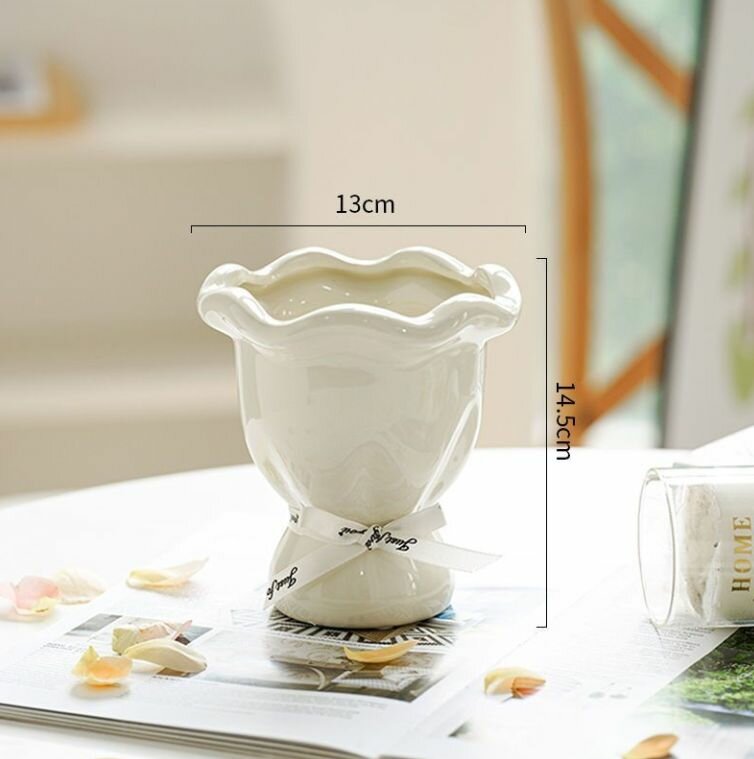 Французский кремовый стиль-керамическая ваза-украшение гостиной