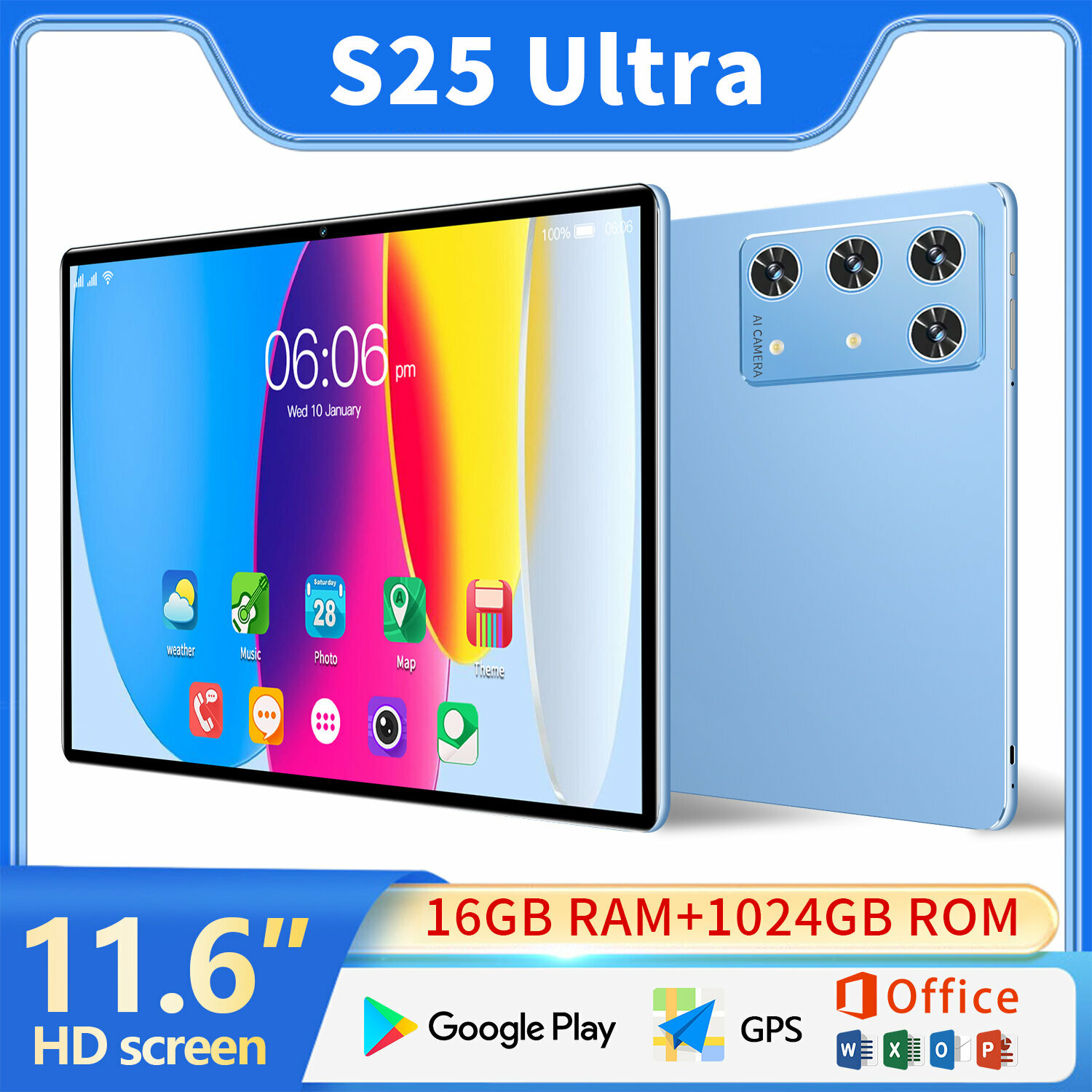 Игровой планшет SHOWJI S25 Ultra, 1tb，Android 14, 11.6", 4 камеры, 64Мп，слот microSD
