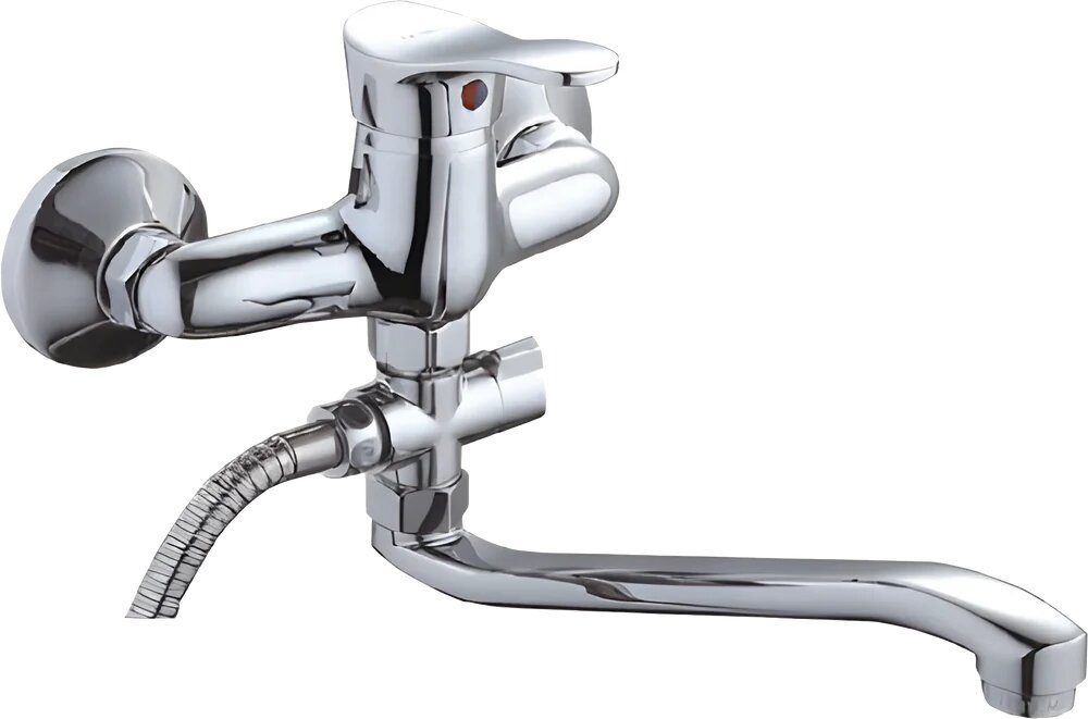 Смеситель для ванны с душем Ledeme H14-B L2114-B с душевым гарнитуром, настенный, однорычажный, с поворотным изливом, хром, глянцевый, латунный, с керамическим картриджем