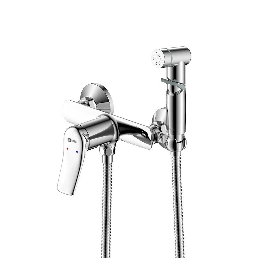 Гигиенический душ Lemark Ortus LM11318C со смесителем, хром, глянцевый, латунь, рычажный, смеситель для биде