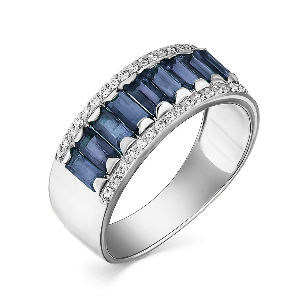 Кольцо, красное золото, 585 проба, сапфир, бриллиант