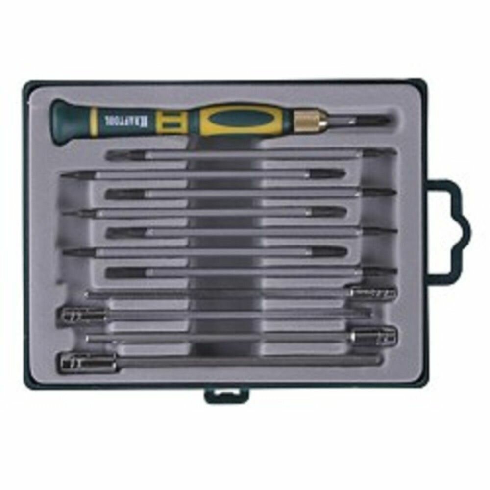 Набор отверток KRAFTOOL (25611-H12) для точных работ с насадками, в боксе, 12 предметов