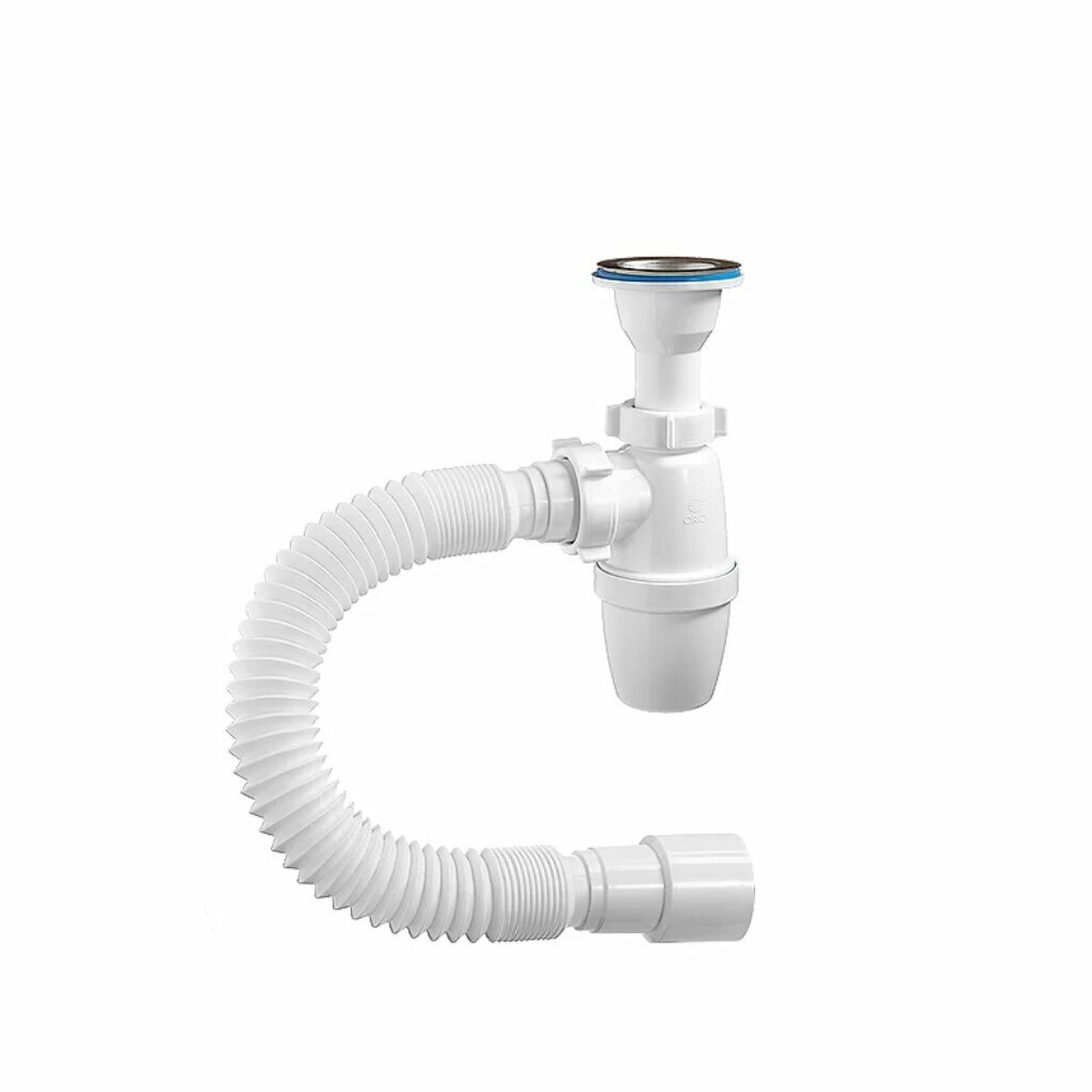 Сифон Orio А-32089 для мойки бутылочный с гибкой трубой 1 1/4", 40х40/50 мм