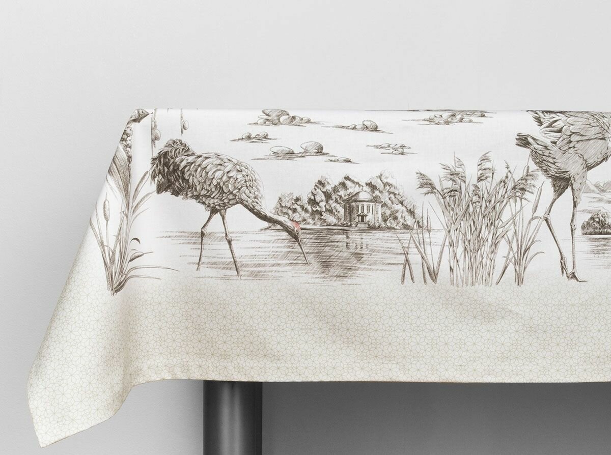 Скатерть хлопковая "Танец серых журавлей" 145х180 см. Барановичи