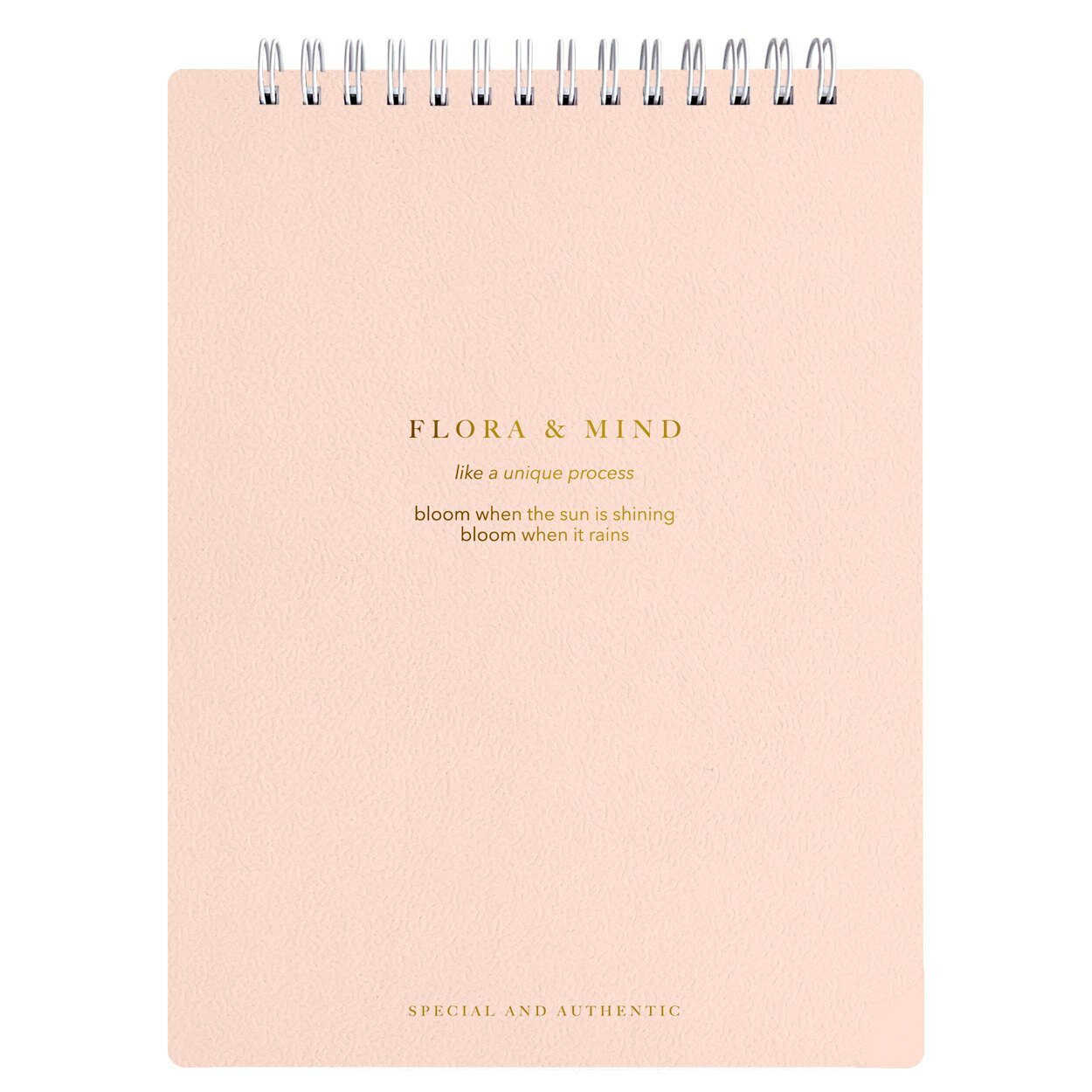 Блокнот А5 80л кл. "Flora", розовый, карт. обл, спираль, микротекстурирование, ламинация, тиснение золотой фольгой