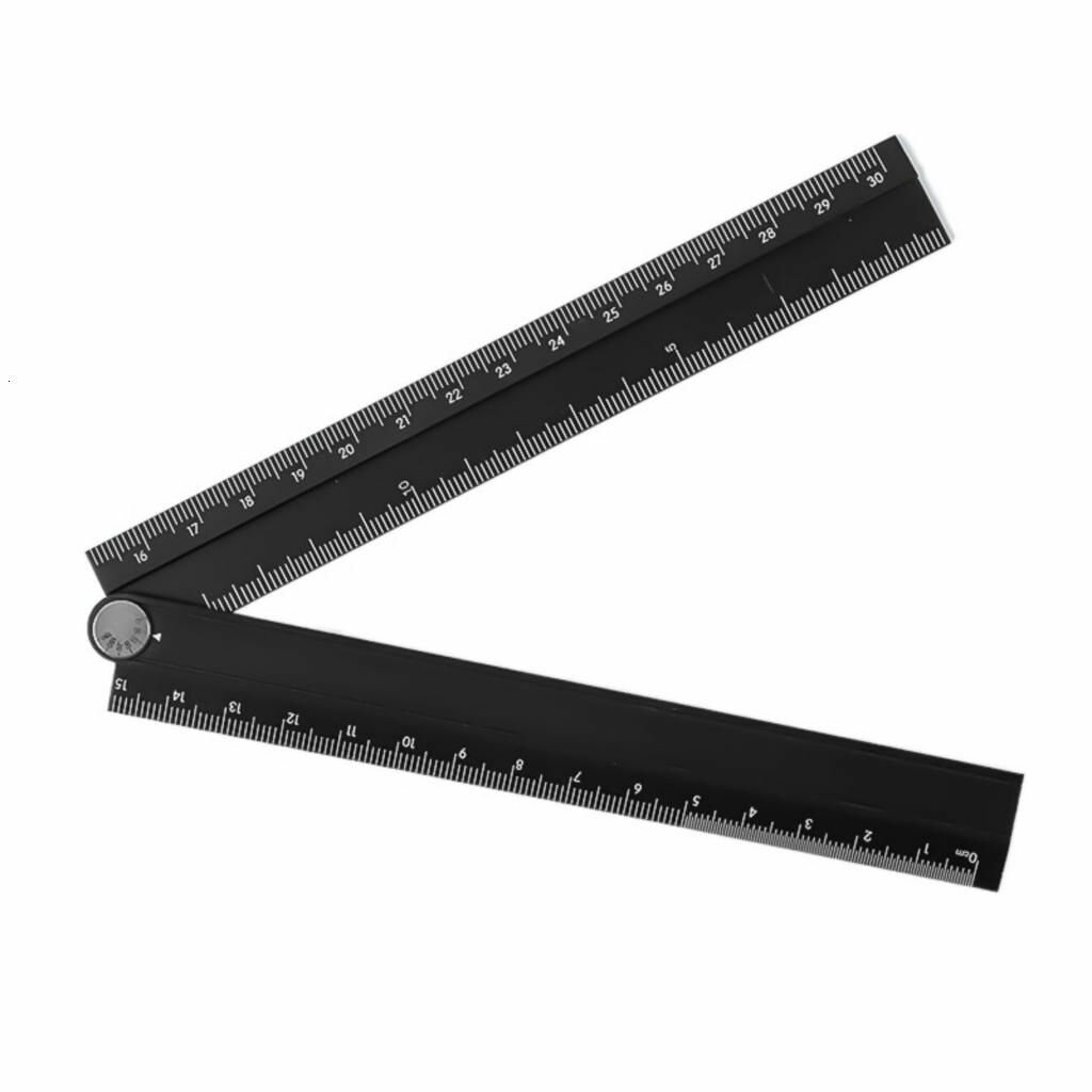 Складная алюминиевая линейка 30 см, Черный
