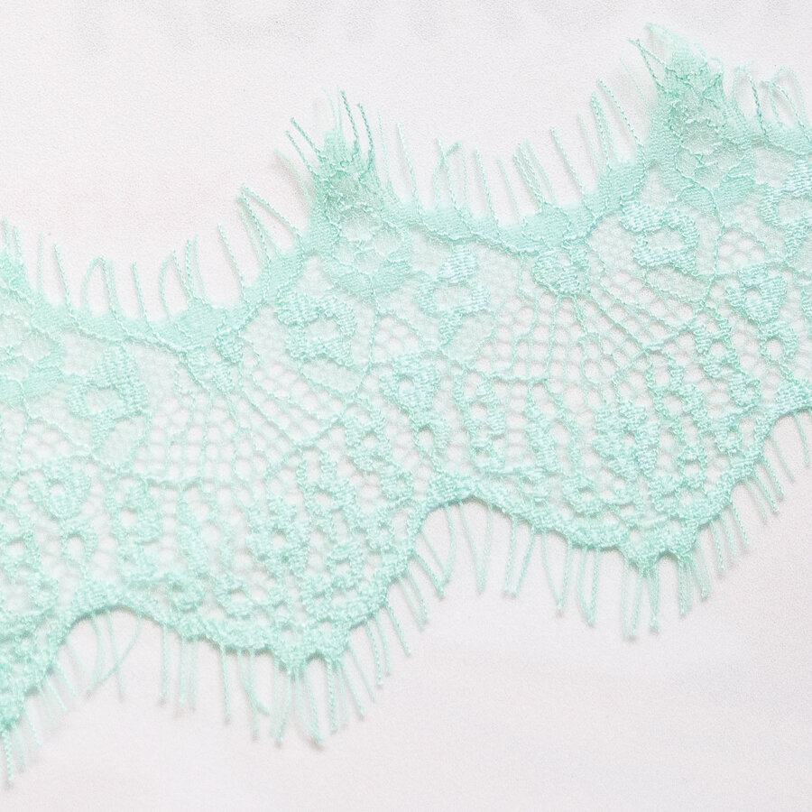Изысканное шантильи: Кружево реснички , 65 мм, 9м(3шт*3м), цвет мята