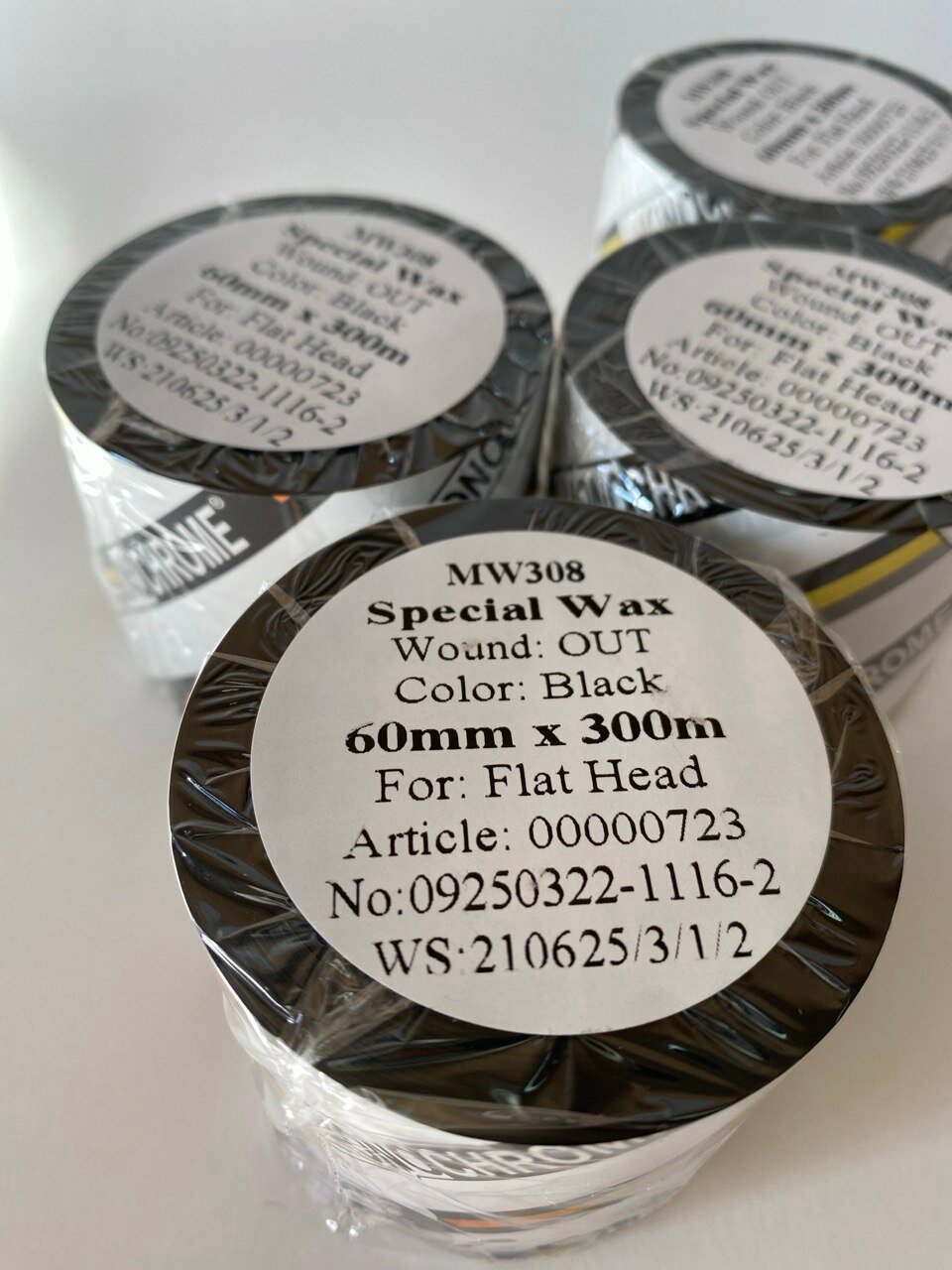 Лента термотрансферная (риббон) Monochrome MW308, 60мм х 300м, вт1" Wax Out, 10 рулонов