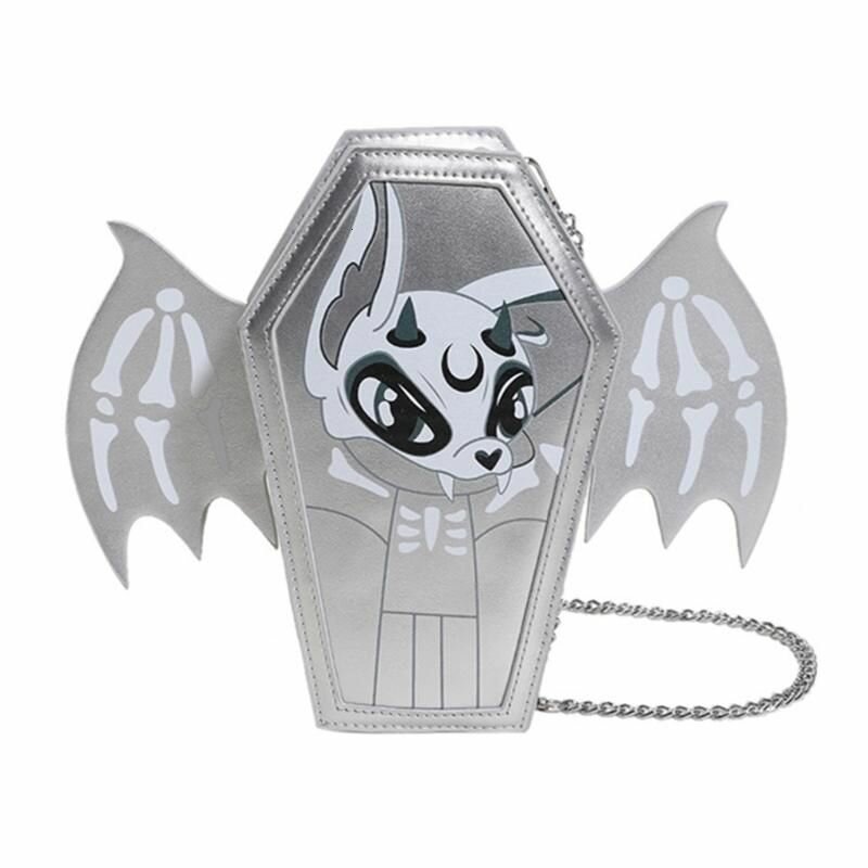 Готический рюкзак с крыльями летучей мыши, Серебро