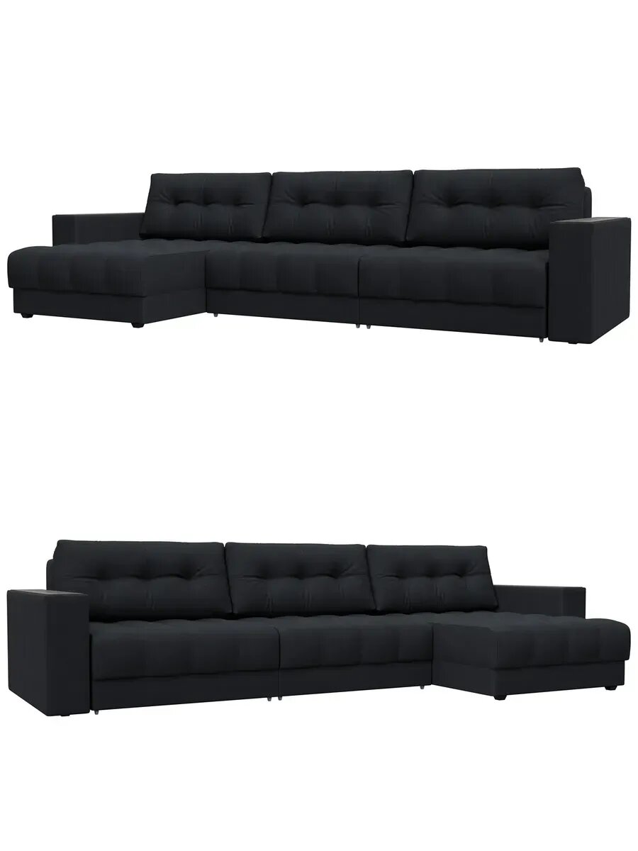 Большой угловой диван Лазурит 331x91x159 см, с универсальным углом, спальное место 143х288 см, ящик для белья, замша