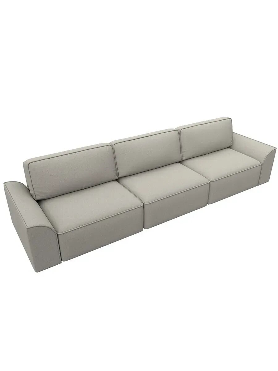 Большой прямой диван Стамбул, 339x91x106 см, с пружинным матрасом и ящиком для белья, рогожка