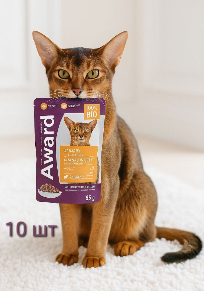 Влажный корм AWARD Urinary для профилактики мочекаменной болезни у взрослых кошек, в соусе с курицей 85г*10 штук