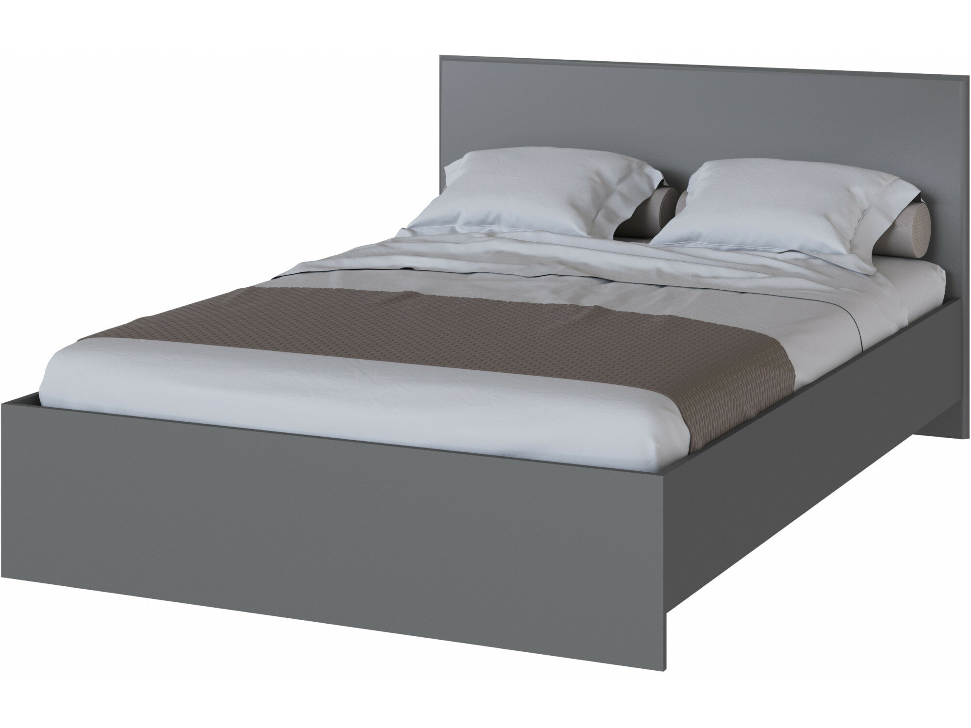 Кровать полутораспальная, 1400х2000, ЛДСП, настилы ДСП, графит серый
