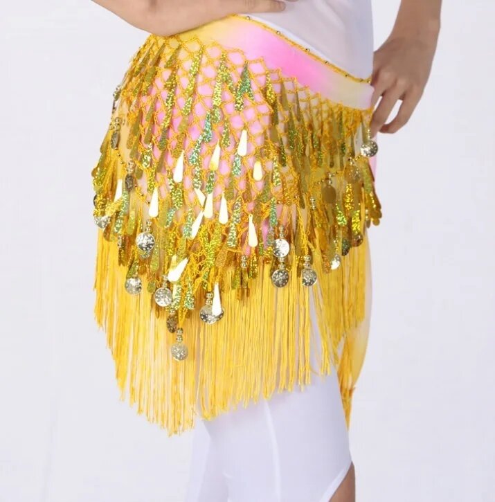 Женский этнический шарф-набедренник IDEASKY для танца живота Желтый, Yellow