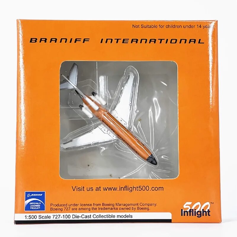 Модель самолета HYINUO Branniff International Airlines B727-100 1:500