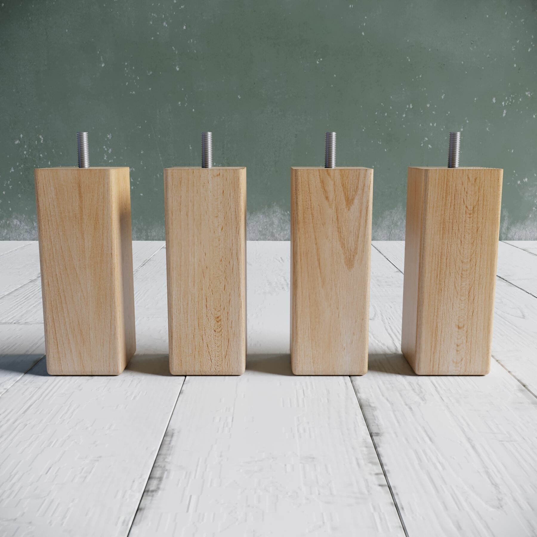 Ножки для мебели деревянные. 4 шт. Бук. 15 см. Крепеж в комплекте. М8