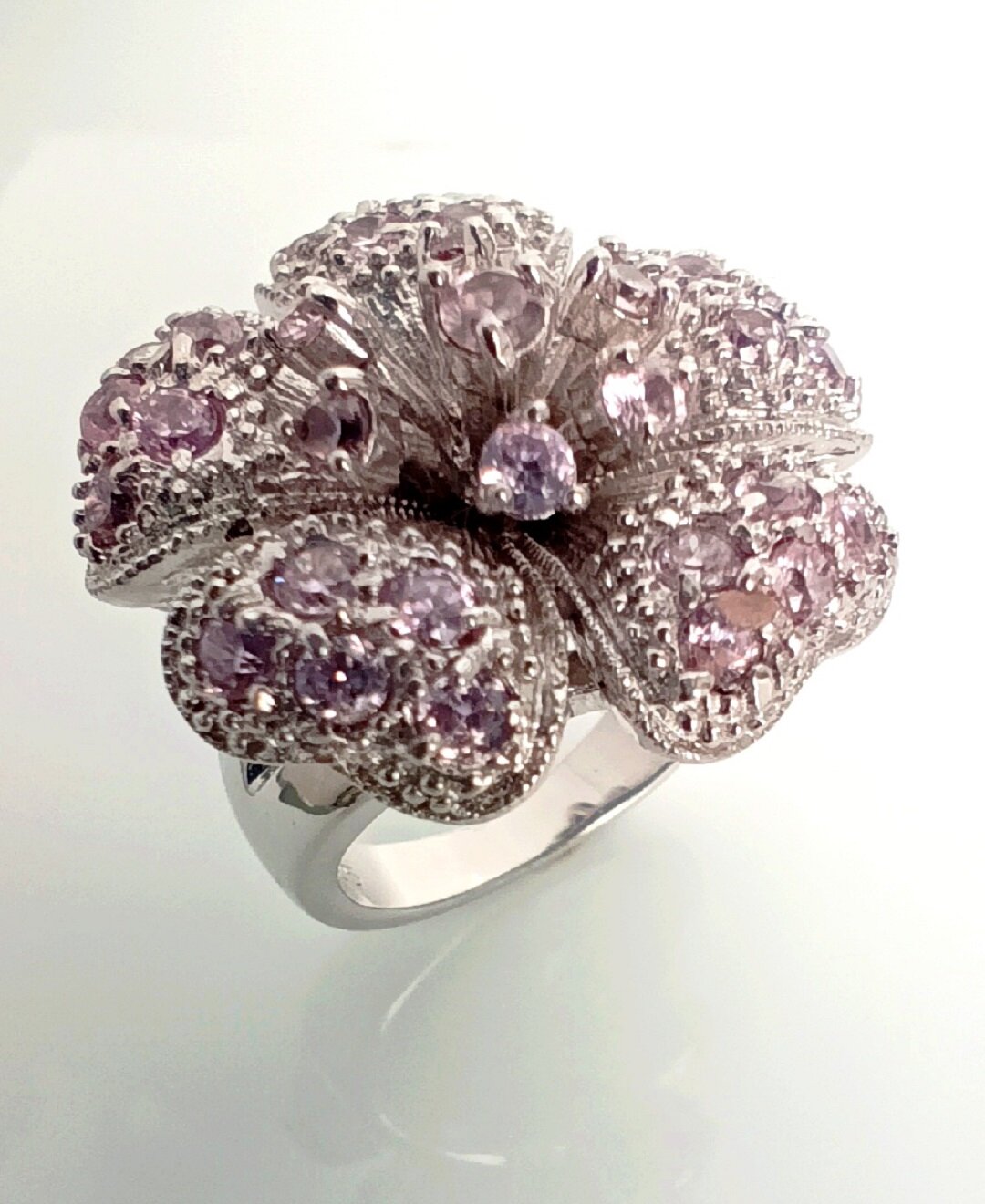 Перстень, серебро, 925 проба, родирование, фианит