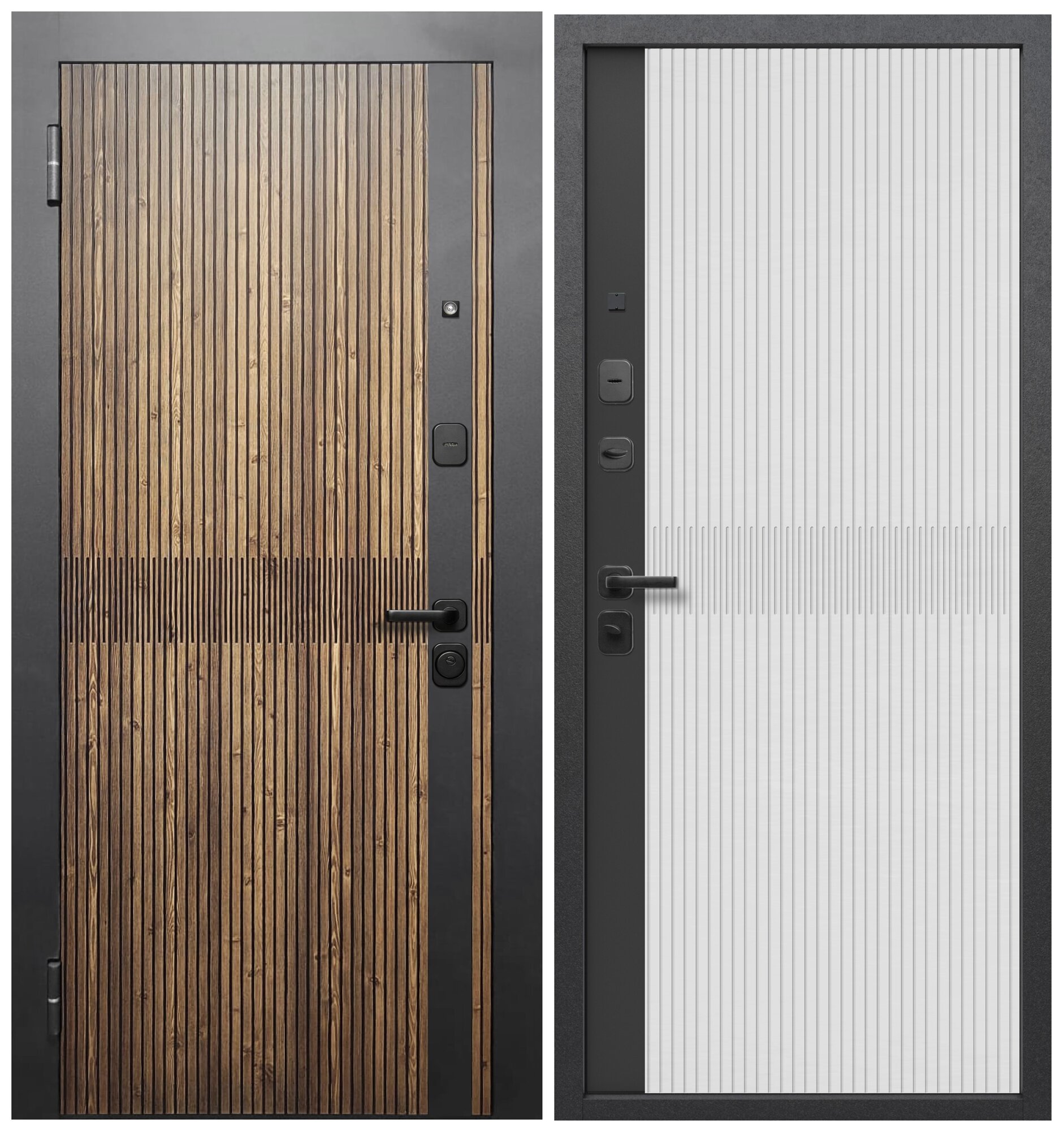 Входная дверь Ferroni Вуд вертикаль Дуб кантри, патина (860мм) левая