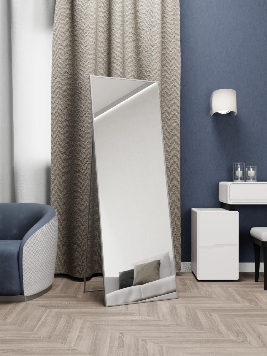 Зеркало напольное в алюминиевой раме MOONRISE 150х50 см. Серебро