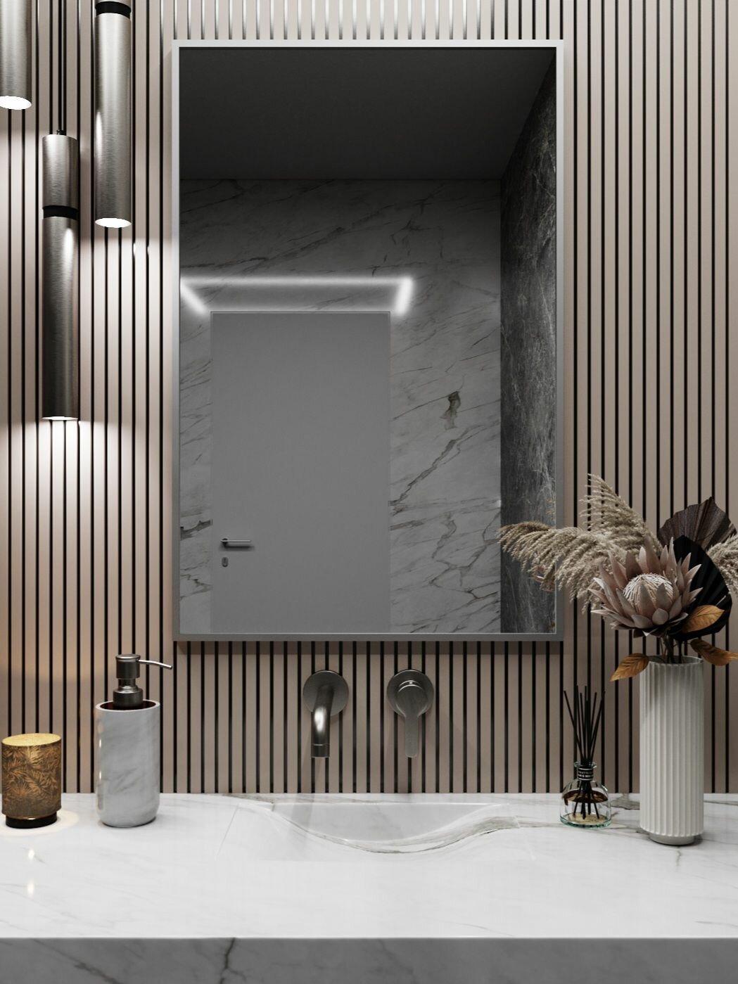 Зеркало настенное 80х60 см. BLX MIRROR в ванную в алюминиевой раме, Серебро