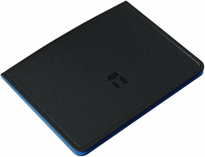 Кожаный держатель карт TWallet Napa, блокировка RFID, черный/синий