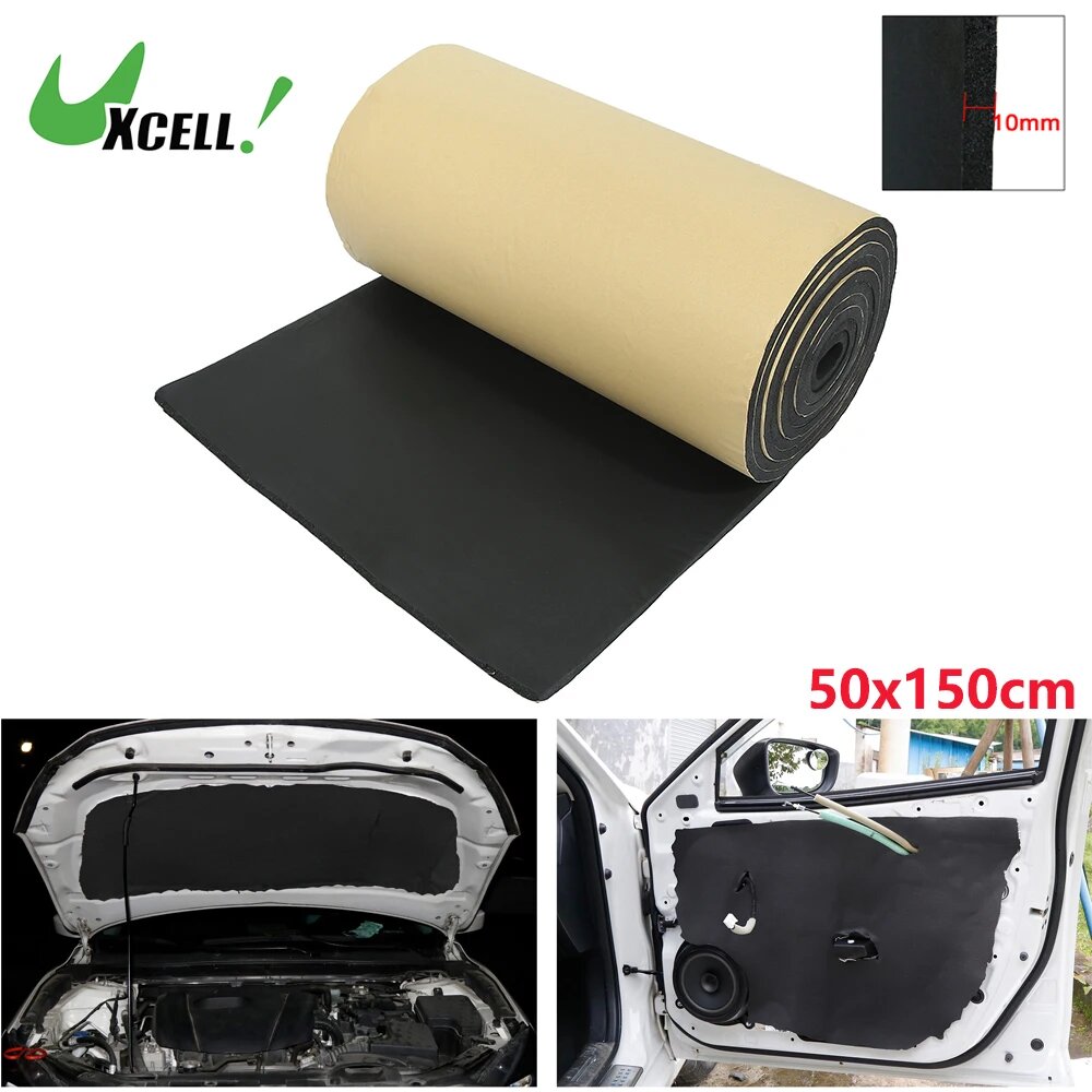 Uxcell 200X50 см 5 мм 8 мм 10 мм 10,76 кв. футов автомобильный акустический пенопласт для пола задняя дверь звукоизоляционный коврик шумопоглощающий коврик черный, 10mmx50x150cm