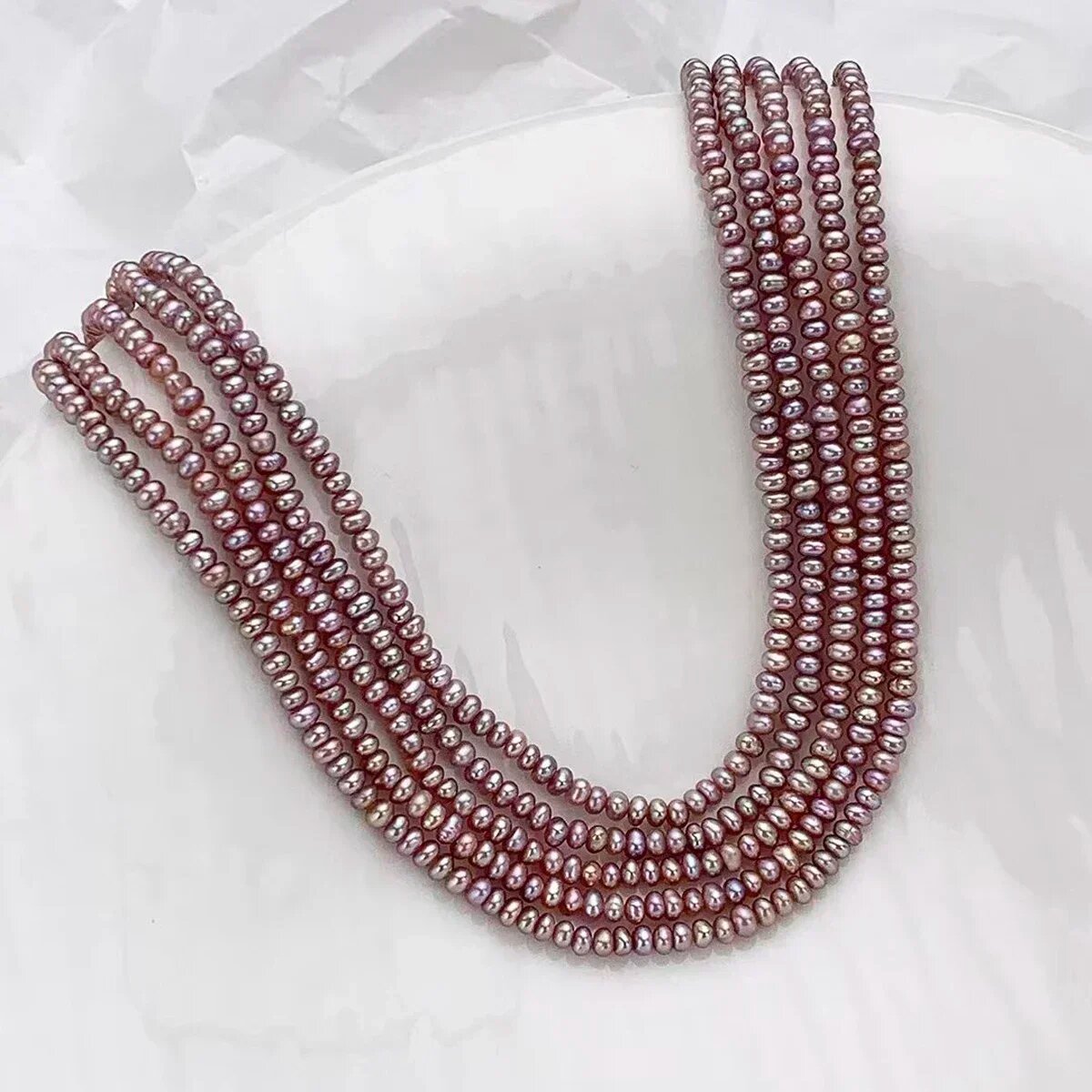 Натуральный пресноводный фиолетовый жемчуг 3-3,5 мм бусины фиолетовый