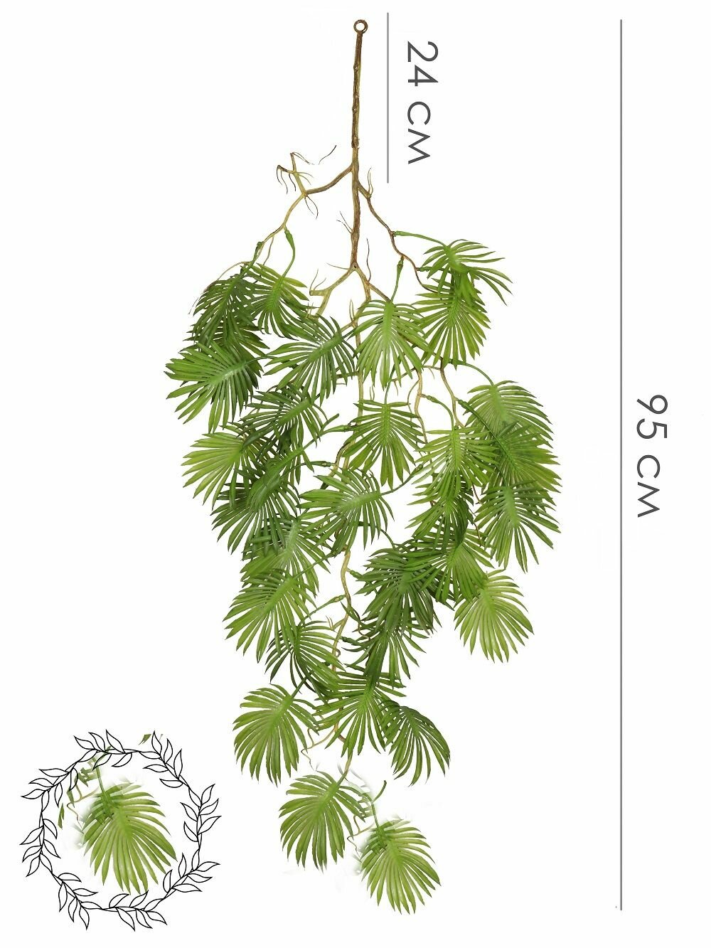 Искусственный куст Holodilova Пальма, пластик, 95 см, зеленый