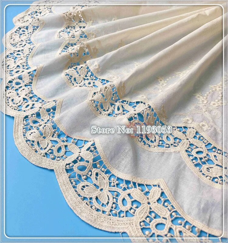 Кружевное полотно из хлопка Coioromls белое/бежевое 135 см