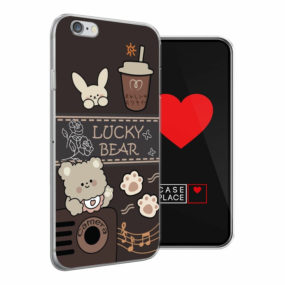 Чехол на Apple iPhone 6 / Айфон 6 с принтом "Lucky bear coffee 1" — фото 1