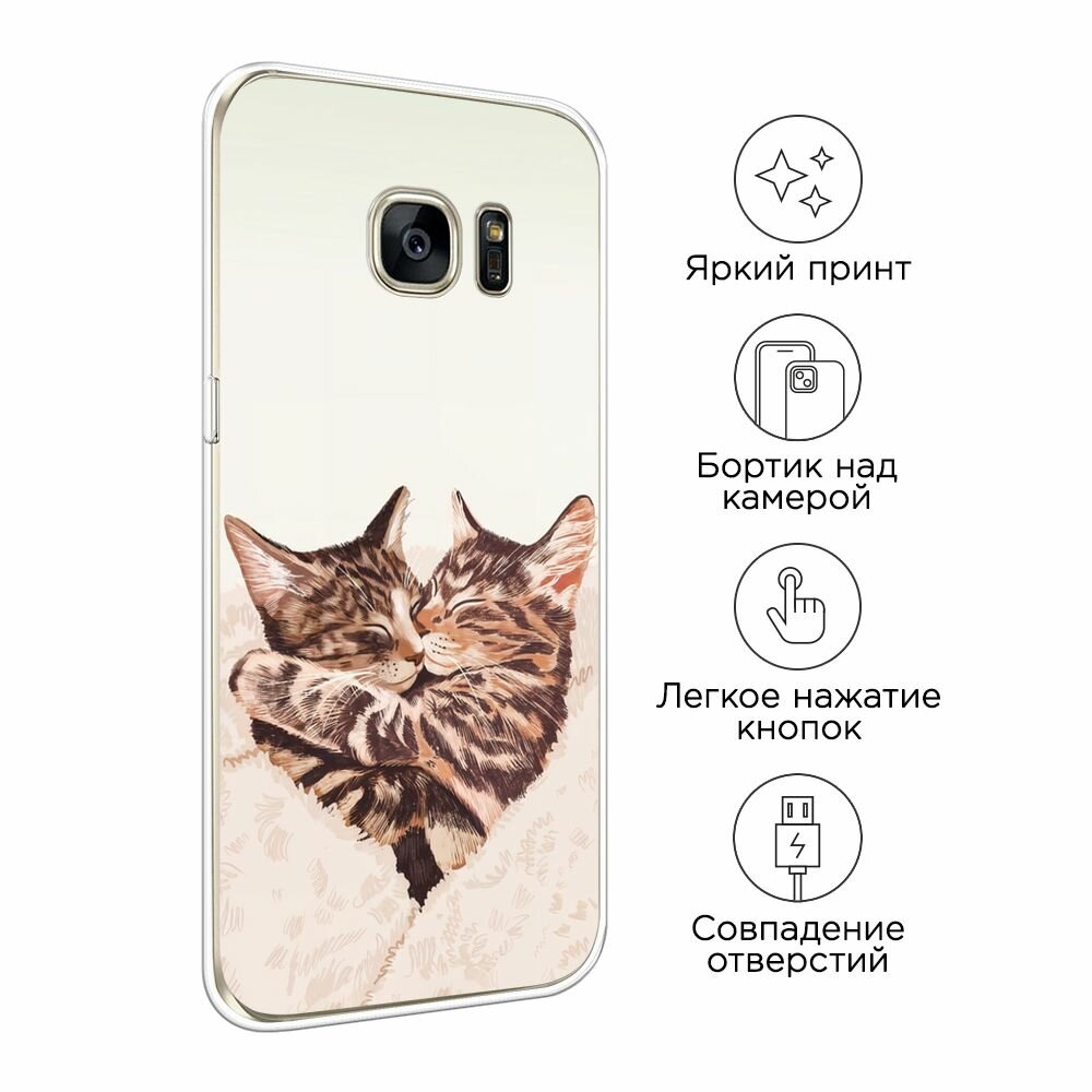 Чехол на Samsung Galaxy S7 / Самсунг Галакси С 7 с принтом "Влюбленные котейки - 14 февраля" — фото 1