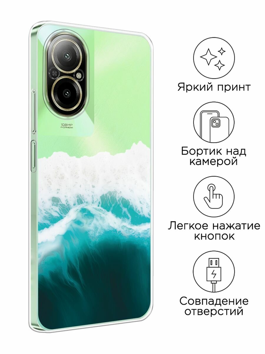 Чехол на Realme C67 4G / Реалми C67 4G с принтом "Большая волна", прозрачный — фото 1