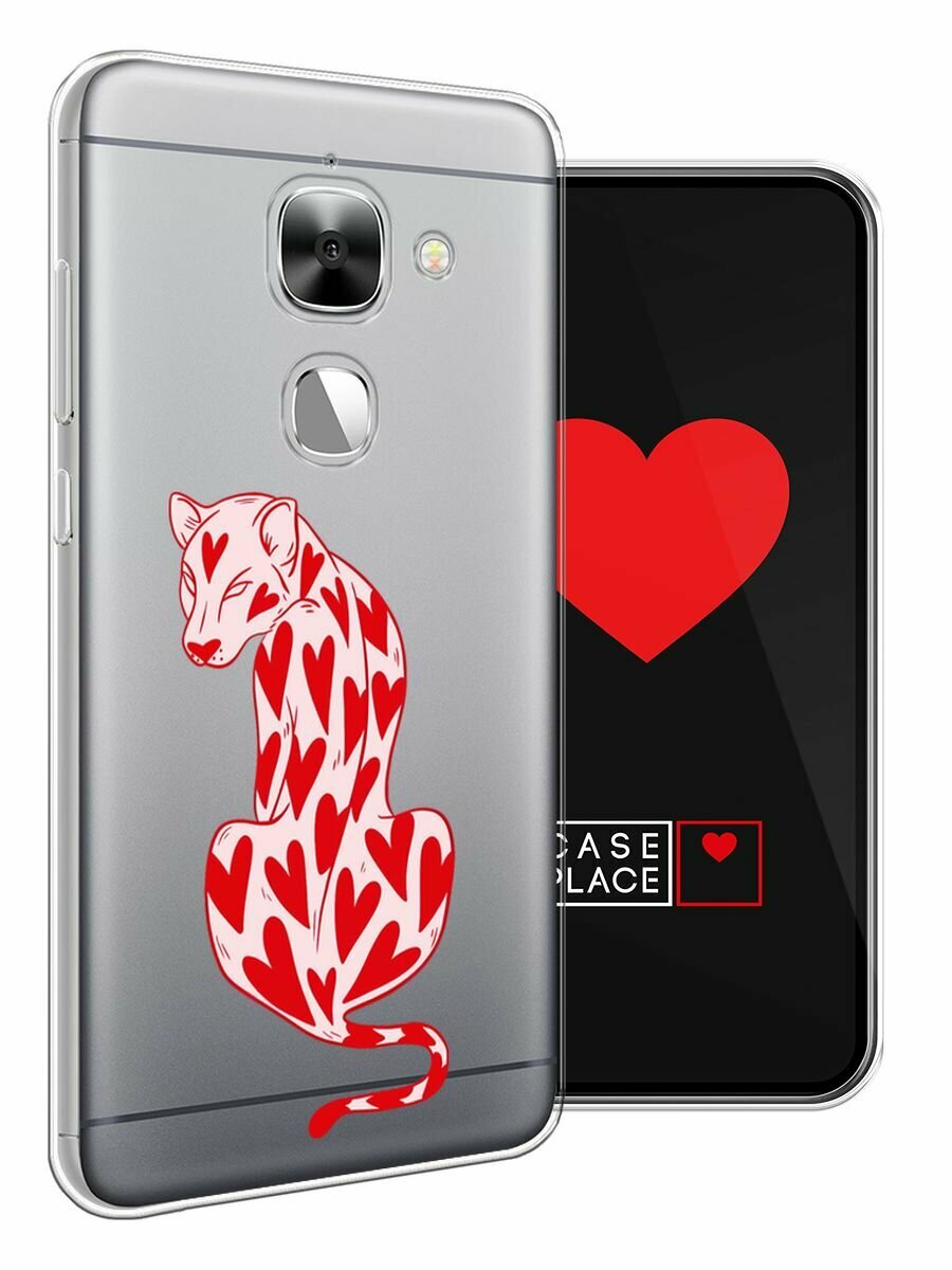 Чехол на LeEco Le 2/2 pro / Лееко Ле 2/2 про с принтом "Heart panther 2 - 14 февраля", прозрачный — фото 1