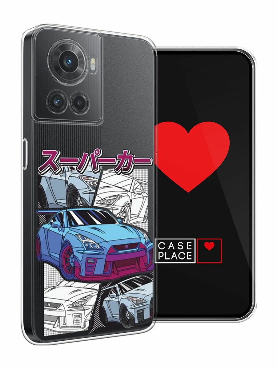 Чехол на OnePlus 10R/Ace / Ван Плас 10R/Ace с принтом "JDM коллаж", прозрачный — фото 1
