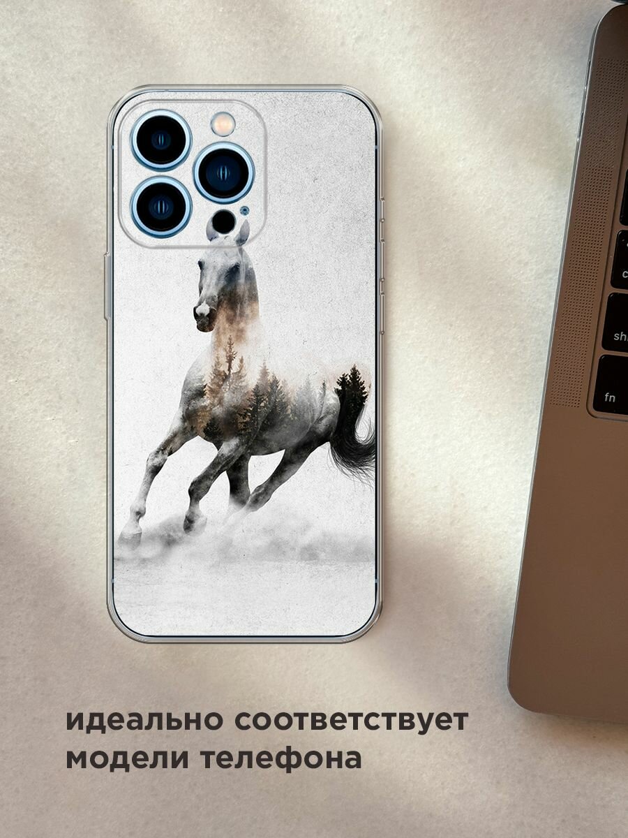 Чехол на Apple iPhone 13 Pro / Айфон 13 Про с принтом "Лошадь лес" — фото 1