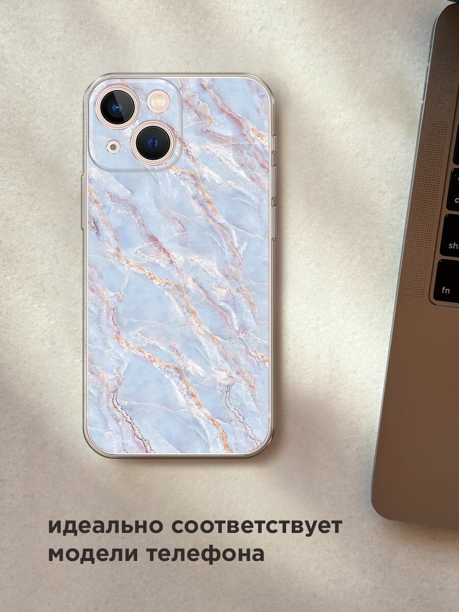 Чехол на Apple iPhone 13 mini / Айфон 13 мини с принтом "Сиреневый мрамор" — фото 1