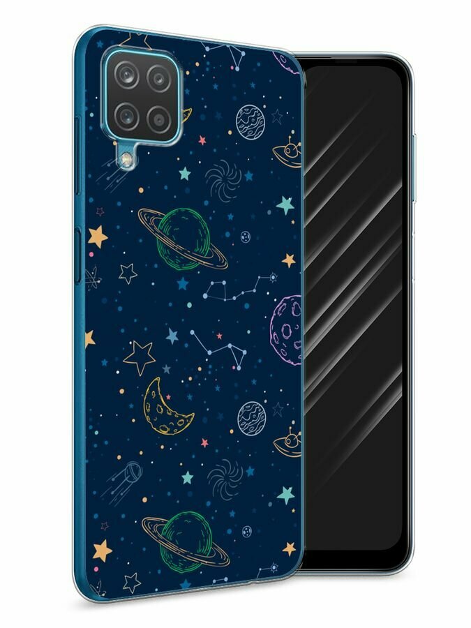 Чехол на Samsung Galaxy A12/M12 / Самсунг Галакси А12/М12 с принтом "Темно-синий космос"