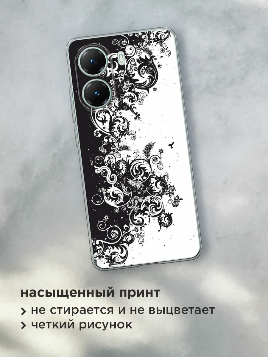 Чехол на Poco X7 Pro / Поко X7 Про с принтом "Черно белый узор" — фото 1