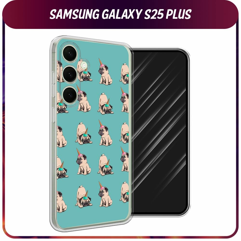 Чехол на Samsung Galaxy S25 Plus / Самсунг S25 Плюс с принтом сладкие мопсы