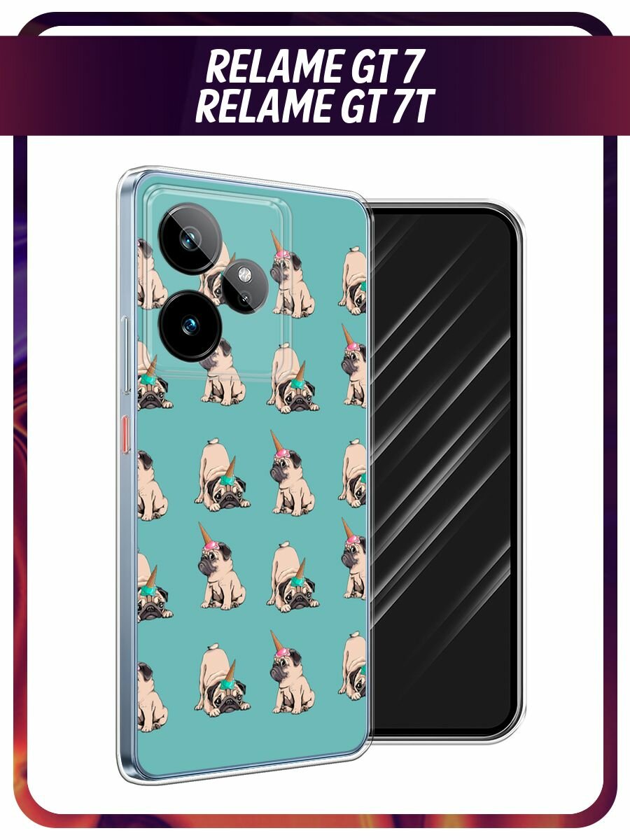 Чехол на Realme GT 7/GT 7T / Реалми GT 7/GT 7T с принтом сладкие мопсы