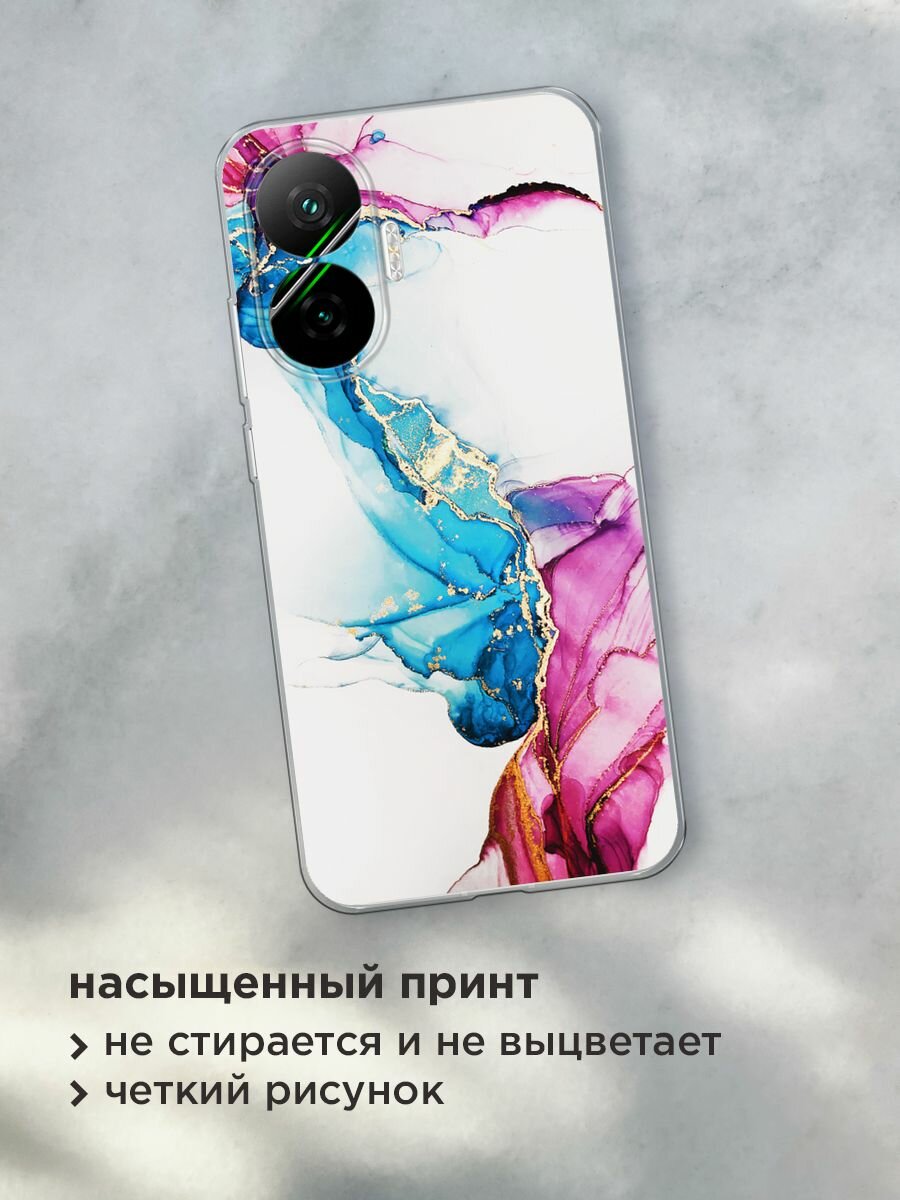 Чехол на Poco F7 / Поко F7 с принтом "Розовые разводы рисунок" — фото 1