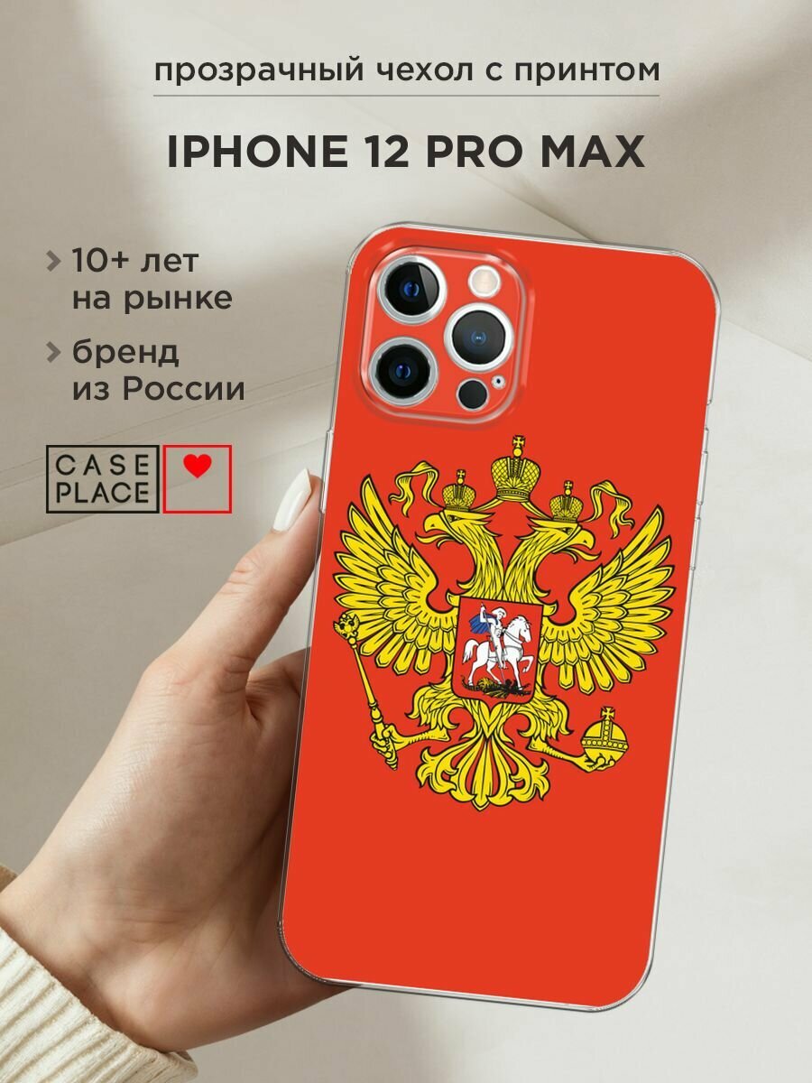 Чехол на Apple iPhone 12 Pro Max / Айфон 12 Про Макс с принтом "Герб России полотно"
